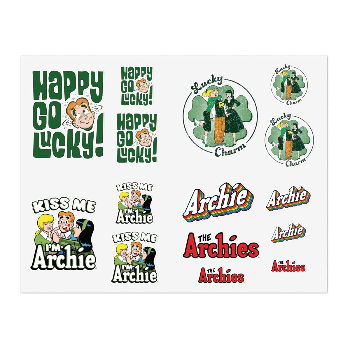 Archie Comics St. Patrick's Day Vinyl Sticker Sheets (8.5" x 11")