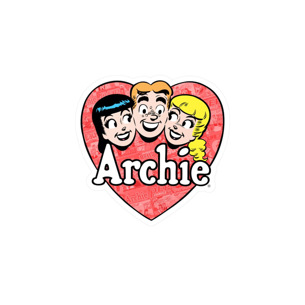 Retro Archie Heart Kiss-Cut Vinyl Decals featuring Archie, Betty, and ...